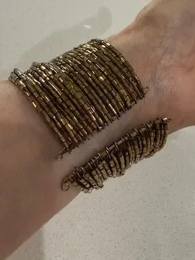 Jewelry | Multistrand Glass Bead Flex Cuff Bracelet | Poshmark